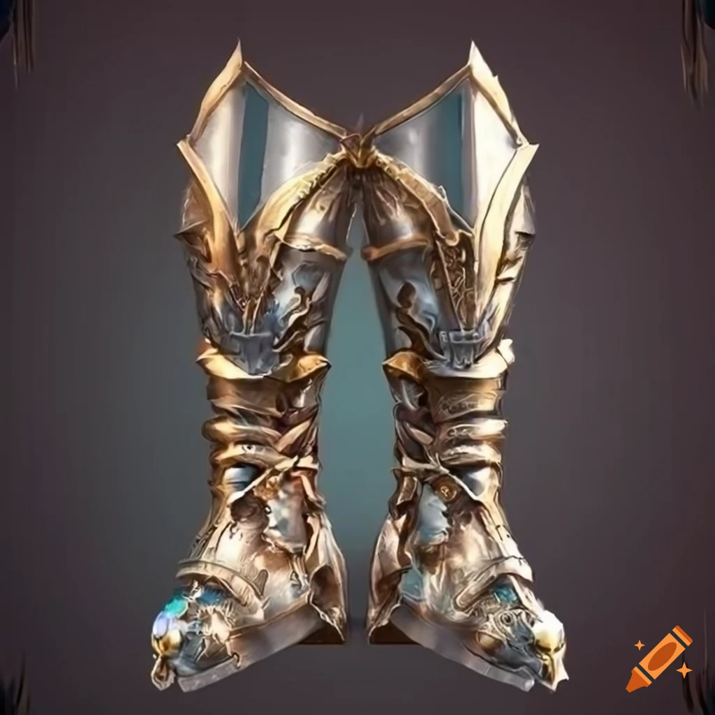 Adorned mithril plated knight boots for rpg leg armor slot with magic ...