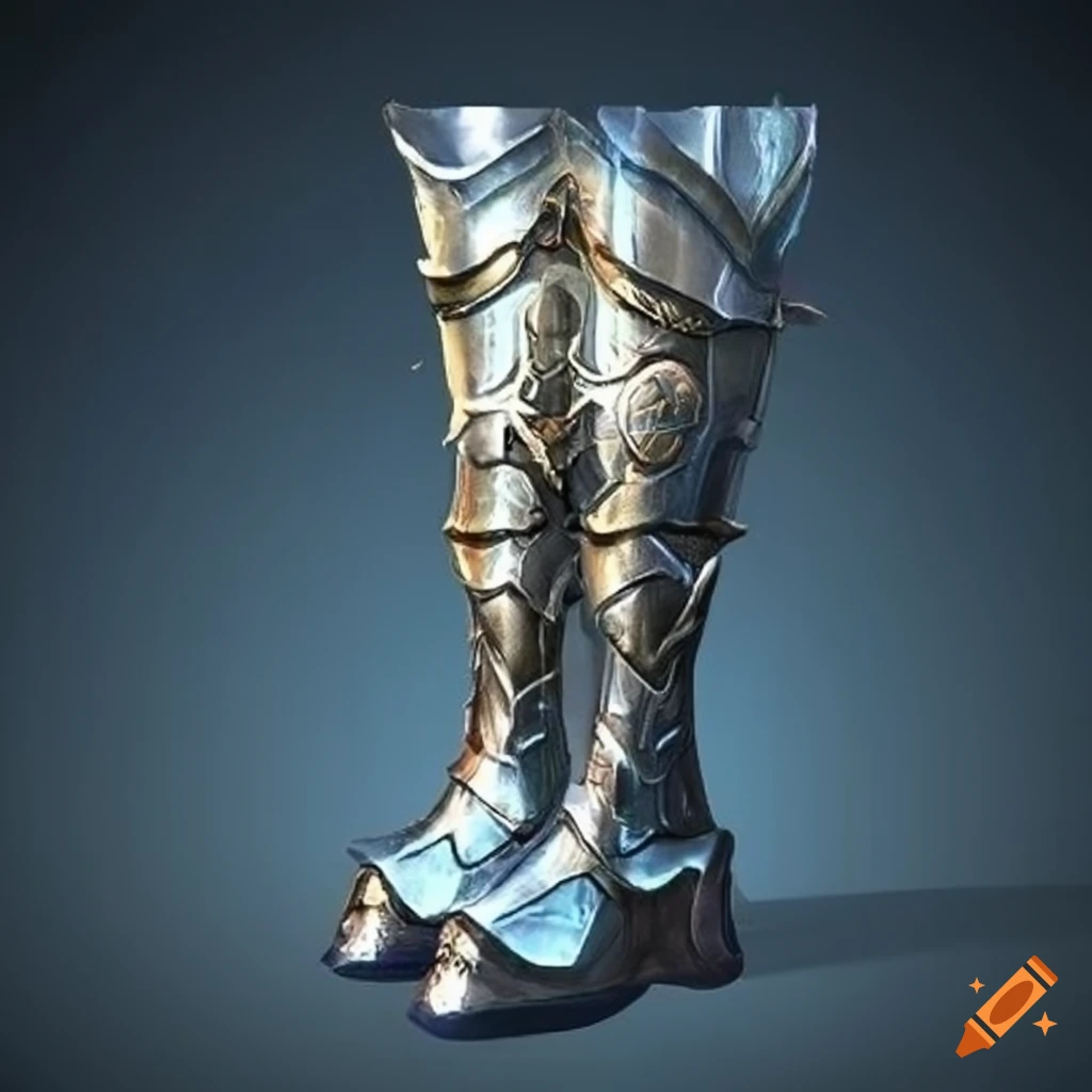 Adorned mithril plated knight boots with magic aura for leg armor slot ...
