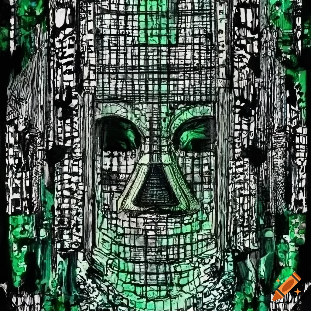 Hacker in the Matrix depicted in Ukiyo-e style artwork on Craiyon