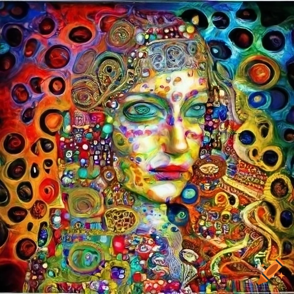 Supernatural patchwork masterpiece painting by klimt, da vinci, escher ...