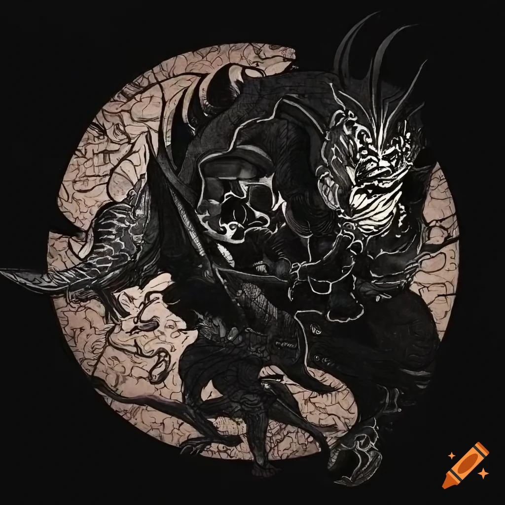 Mythic animal genbu, a combination of turtle, dragon, scorpion, and ...