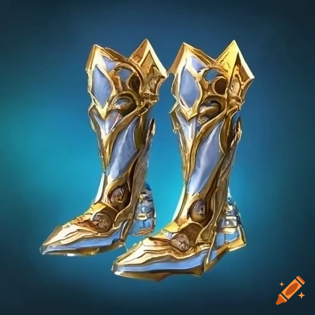 Adorned mithril plated elite champion knight boots for rpg game on Craiyon