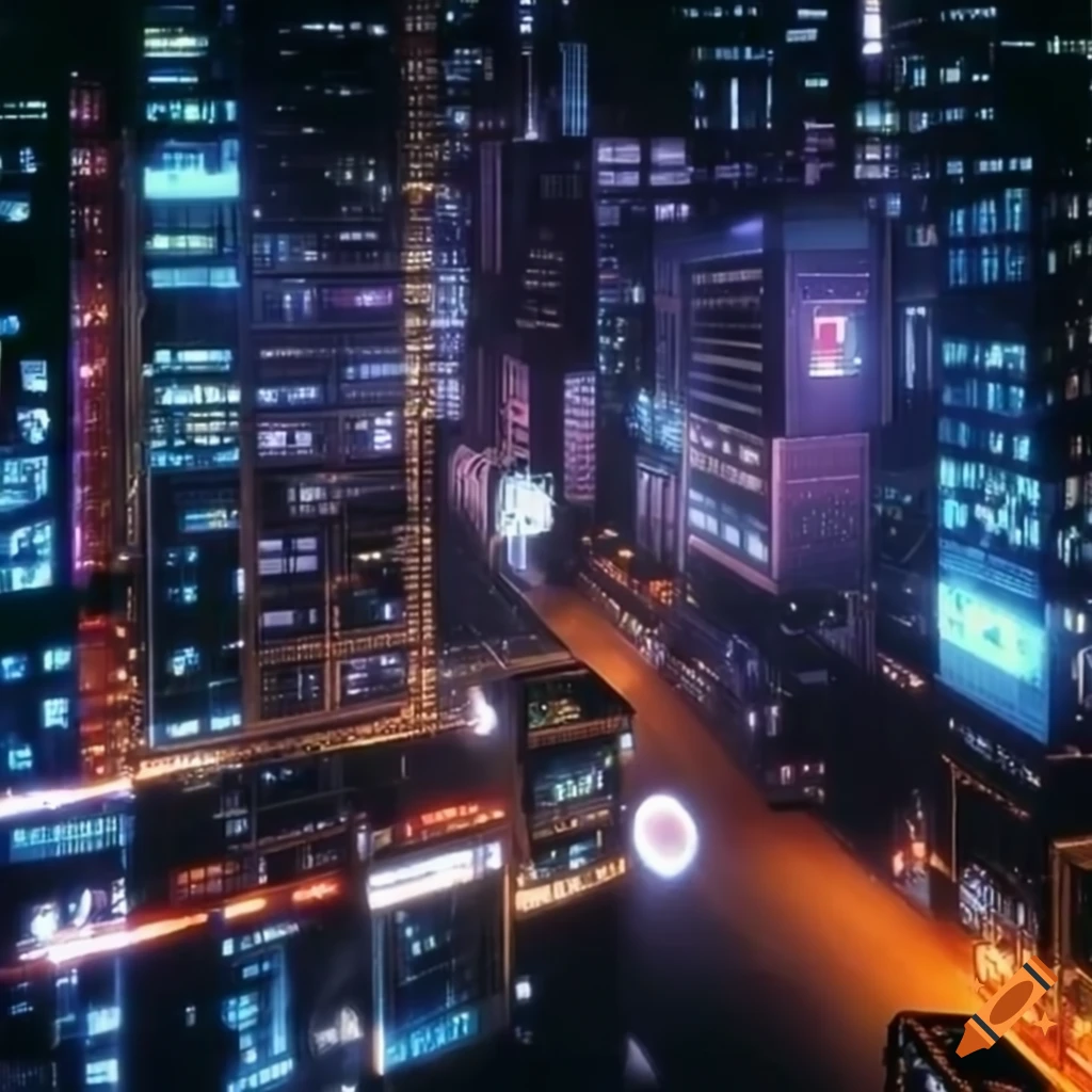 Aesthetic of visual novels from the early 2000s - cyber city top view ...