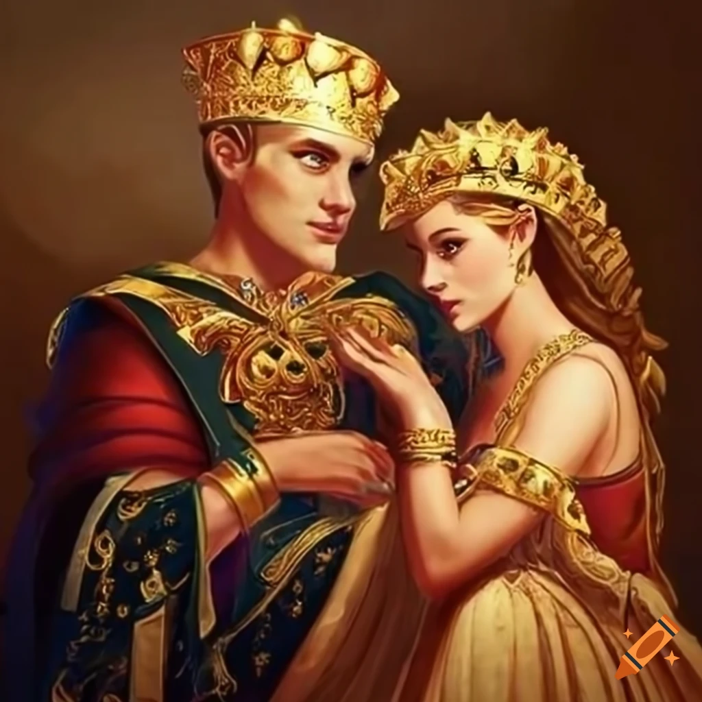 Greek king and queen deeply in love on Craiyon