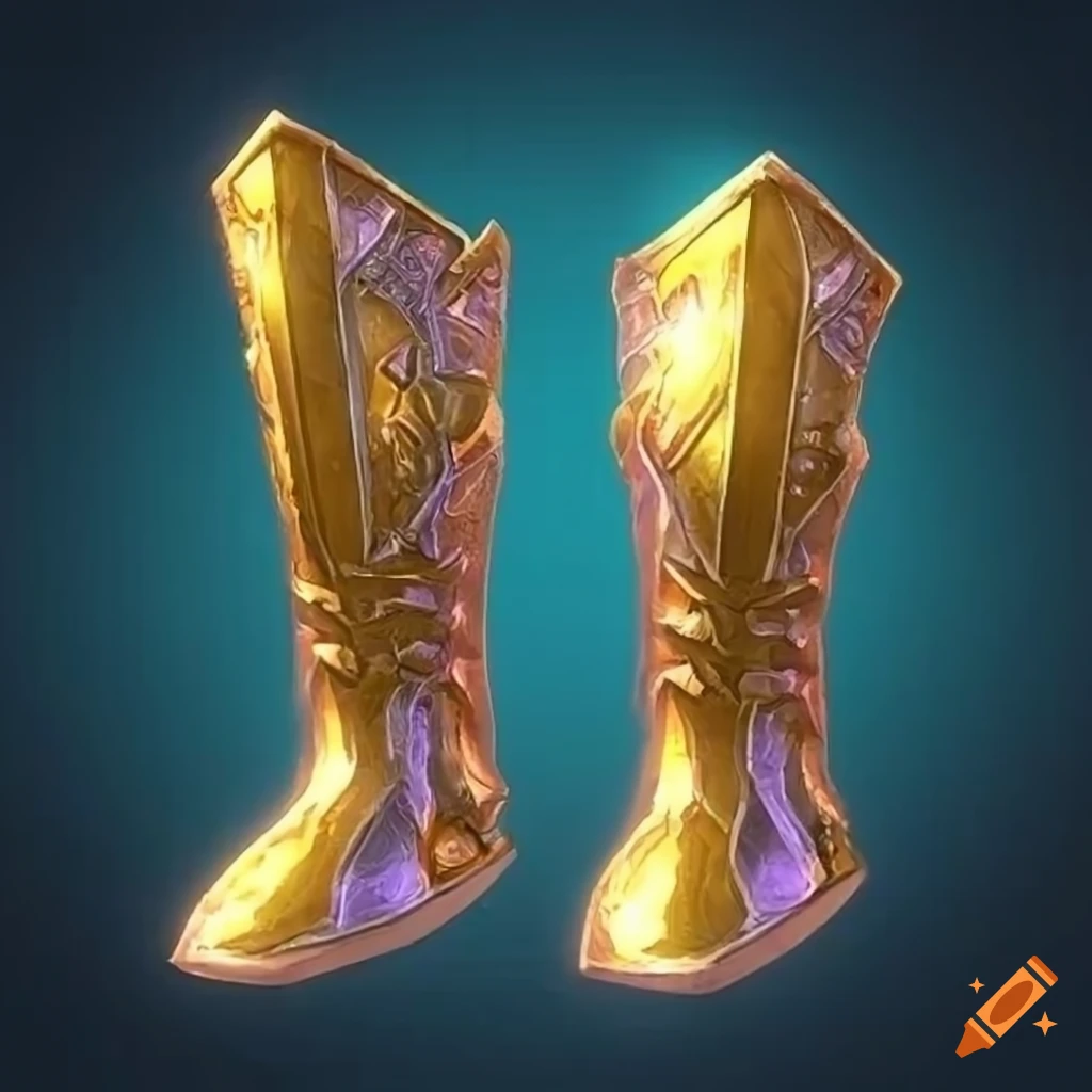 Adorned mithril plated knight boots with magic aura for rpg game on Craiyon