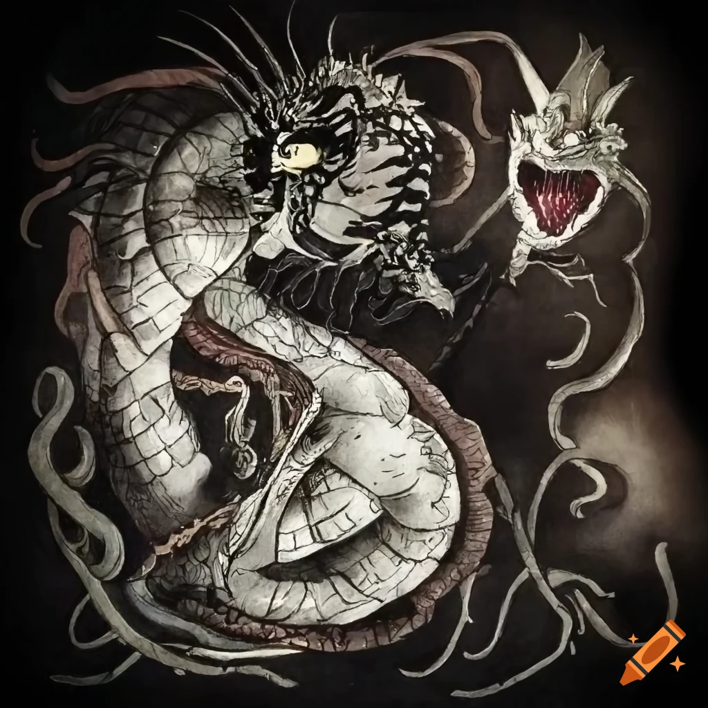 Mythic animal genbu, a combination of turtle, dragon, scorpion, and ...