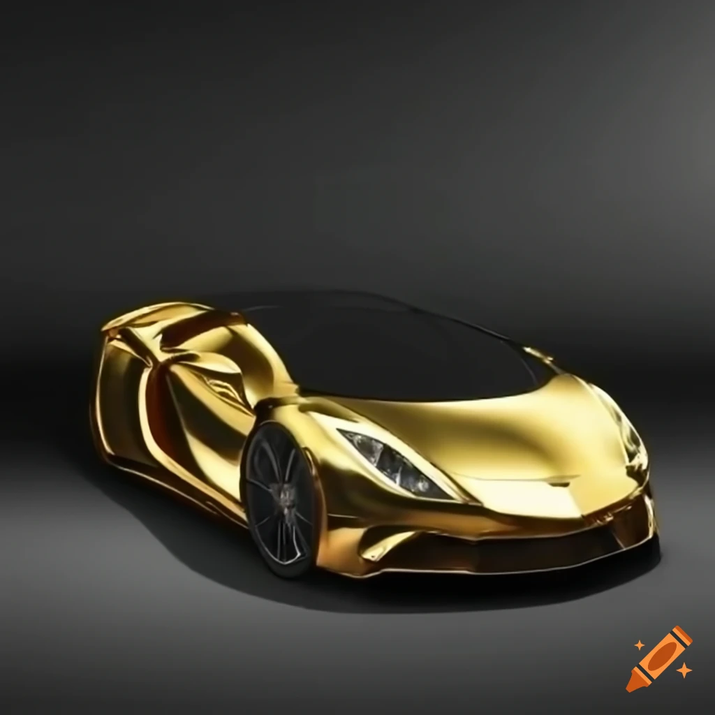 High-detail 3D rendered gold sports car NFT for gaming on Craiyon