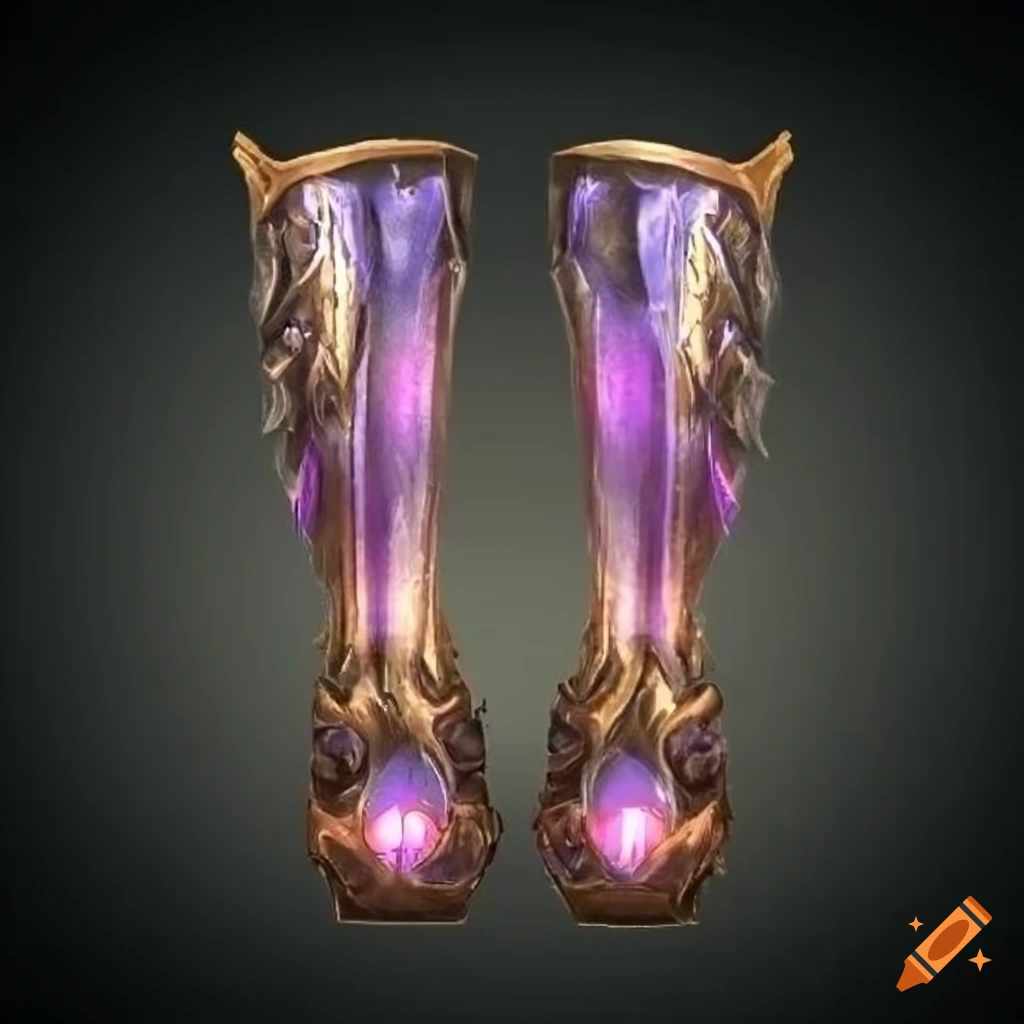 Adorned mithril plated knight boots for a leg armor slot in an rpg game ...