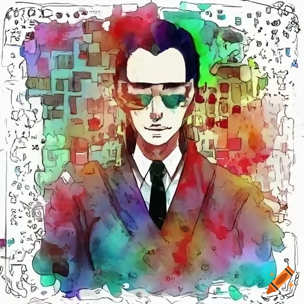 Hacker trapped in the Matrix in Ukiyo-e style with a manga touch on Craiyon