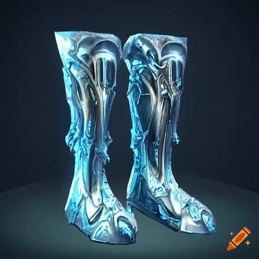 Adorned mithril plated knight boots with magic aura for rpg game on Craiyon