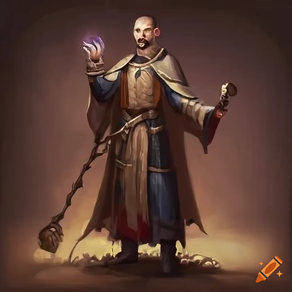 Medieval-style Dungeons and Dragons cleric in a powerful mystical pose ...
