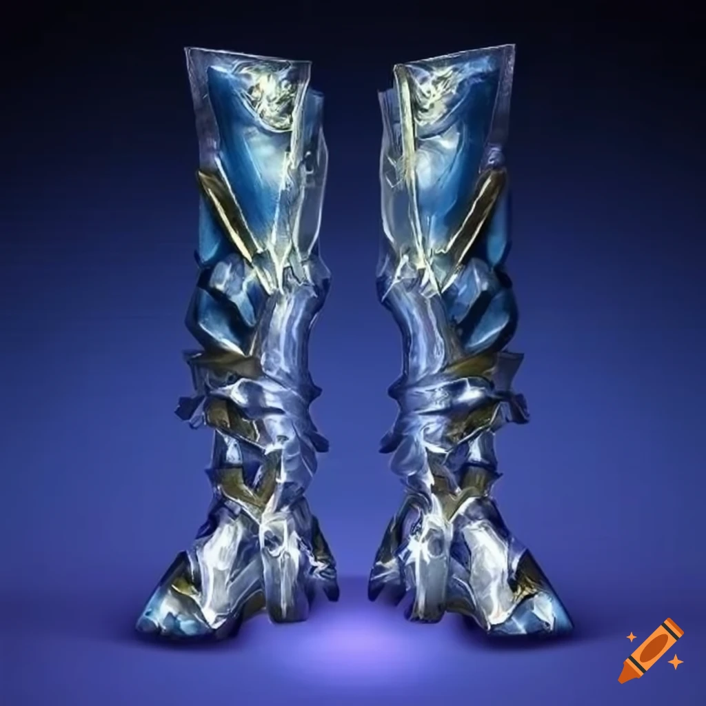 Adorned mithril plated knight boots with magic aura for rpg game on Craiyon