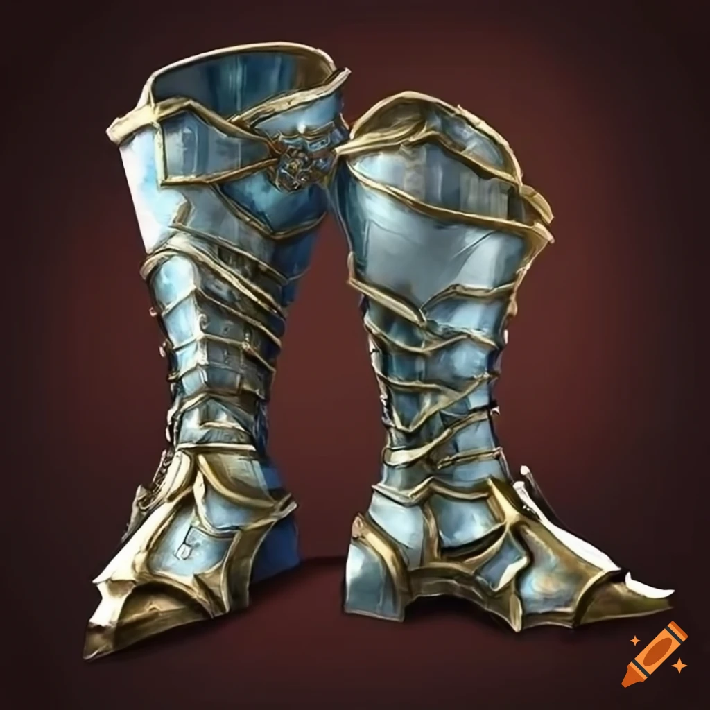 Pair of adorned mithril plated knight boots for inventory leg armor ...