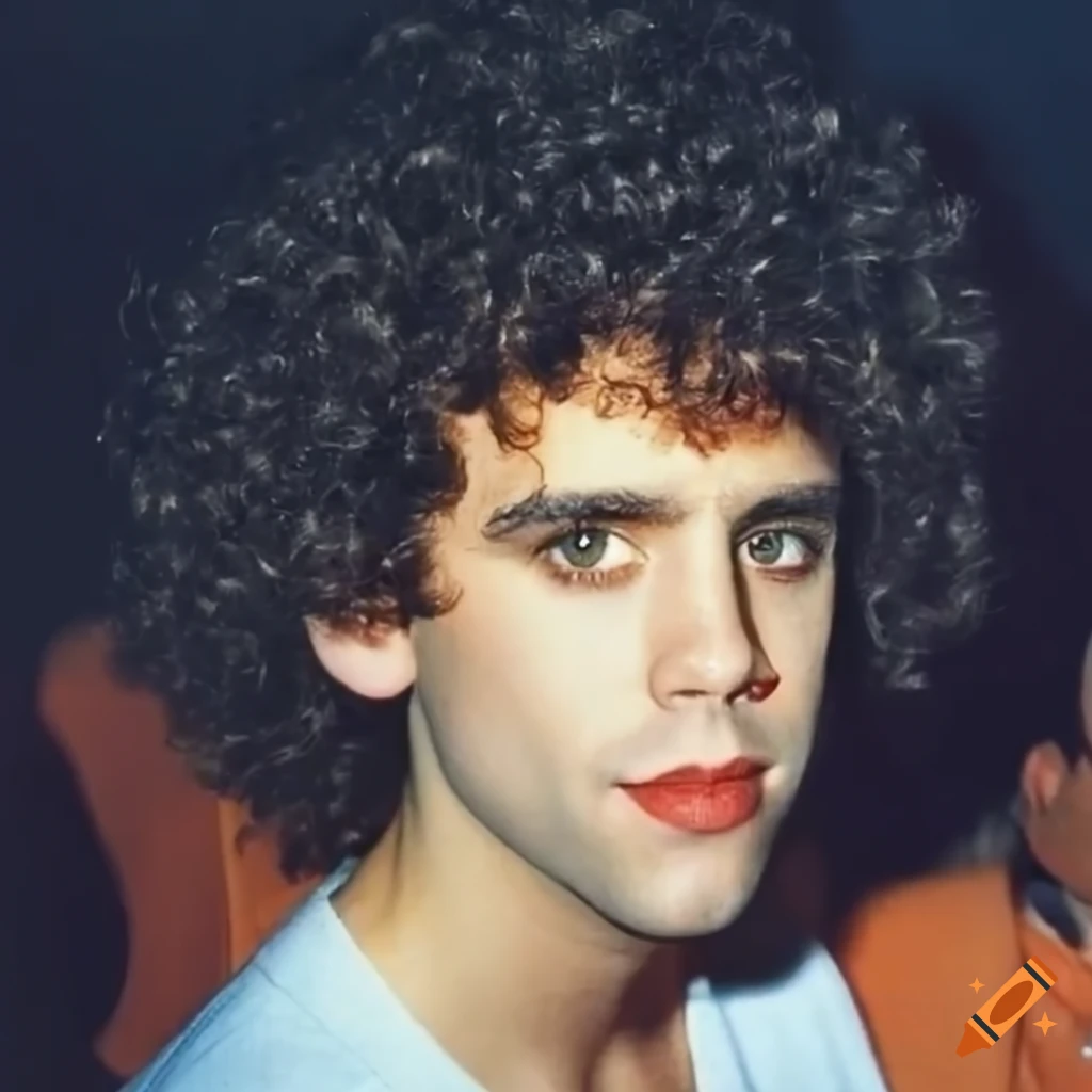 Portrait of mika singer with curly hair in 1990s new york style on Craiyon