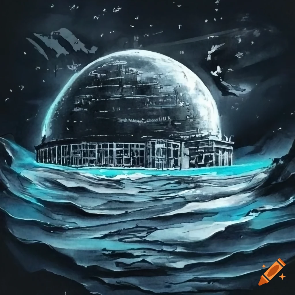 Human city under holographic dome on a flat Earth with stars and ...