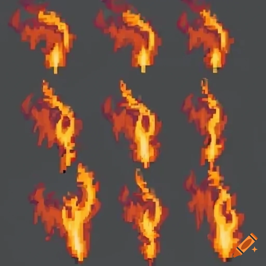 Sprite sheet flame animation on Craiyon