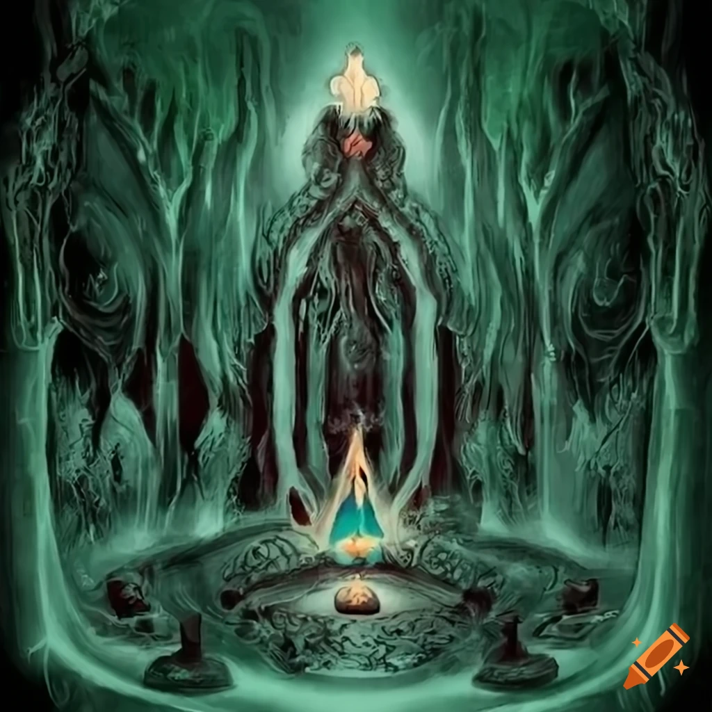 Forest altar to god of decay and mutation in Eastern-European wasteland ...