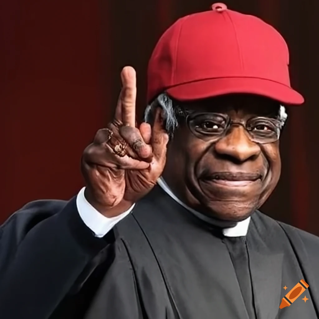 Justice clarence thomas in a red baseball hat driving a luxury rv away ...