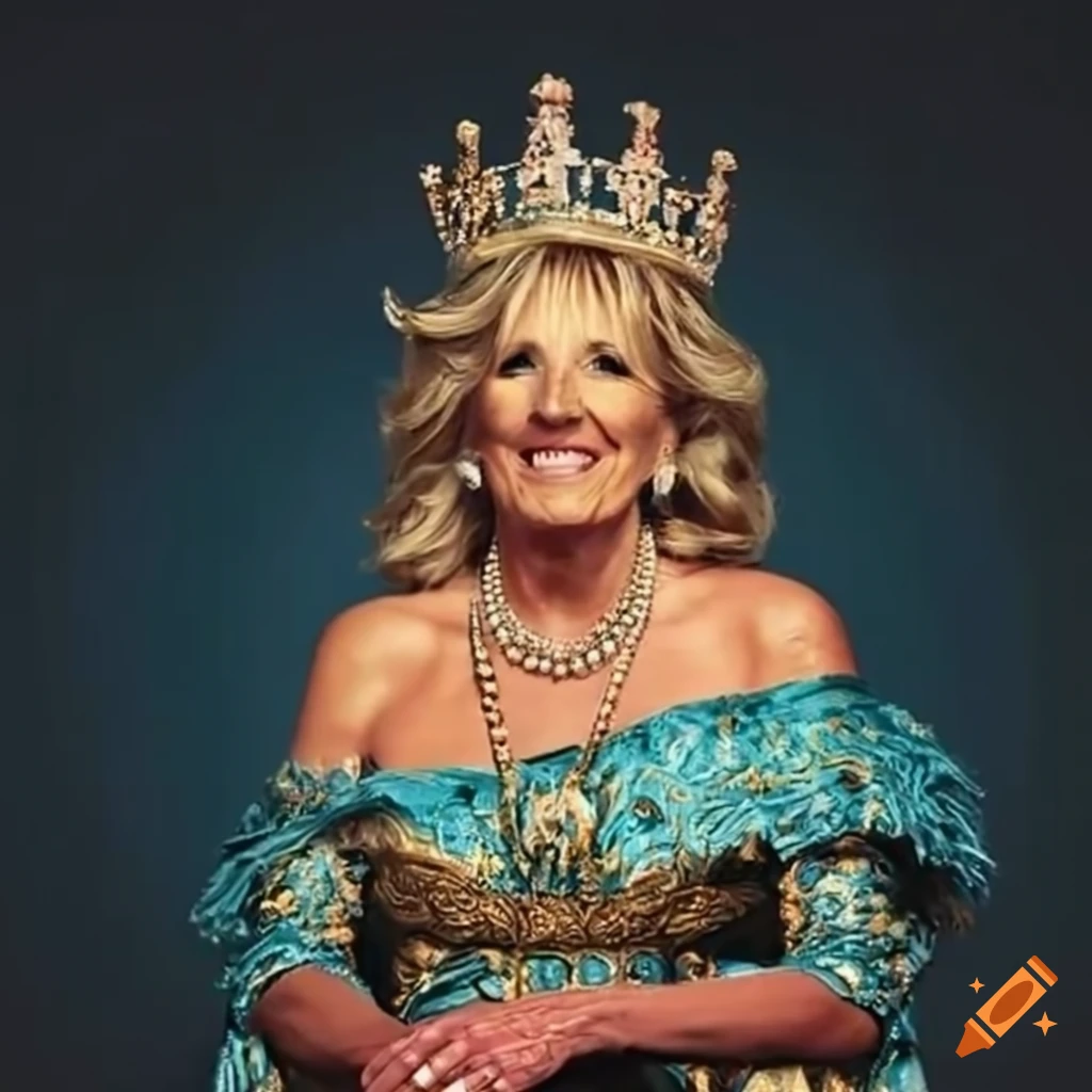 President biden and jill biden portrayed as king and queen in opulent attire on Craiyon