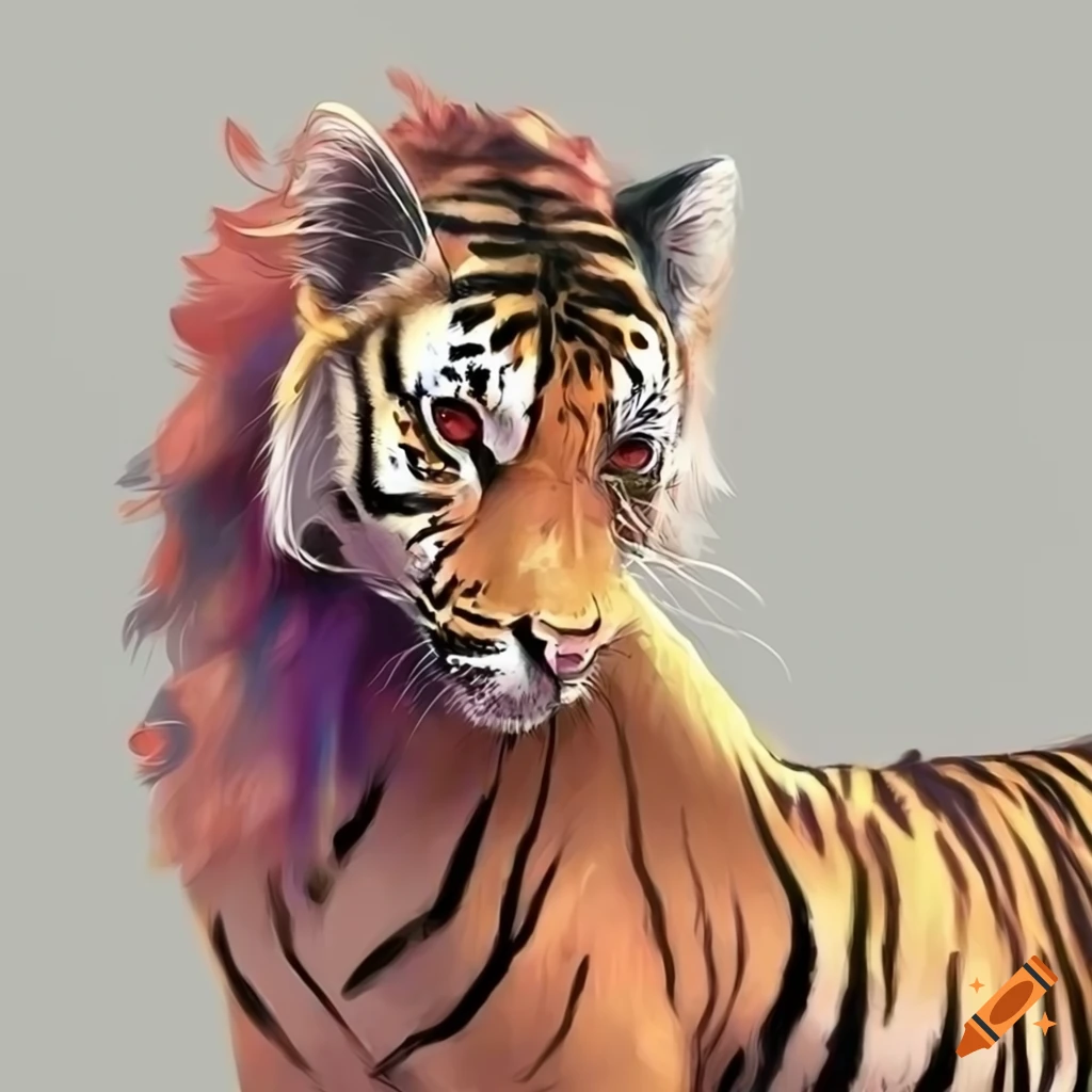 Digital artwork of a tiger-pony hybrid on Craiyon