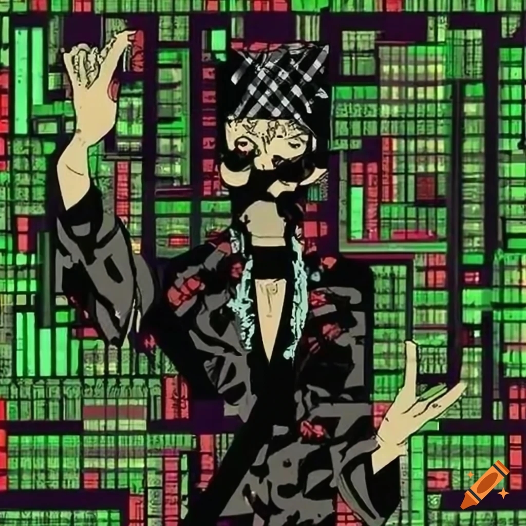 Hacker trapped in the Matrix in Ukiyo-e style manga artwork on Craiyon