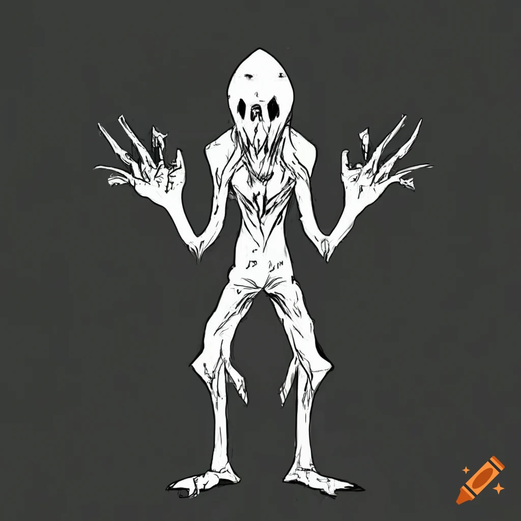 Haunting humanoid creature concept for a horror game about lights on on ...