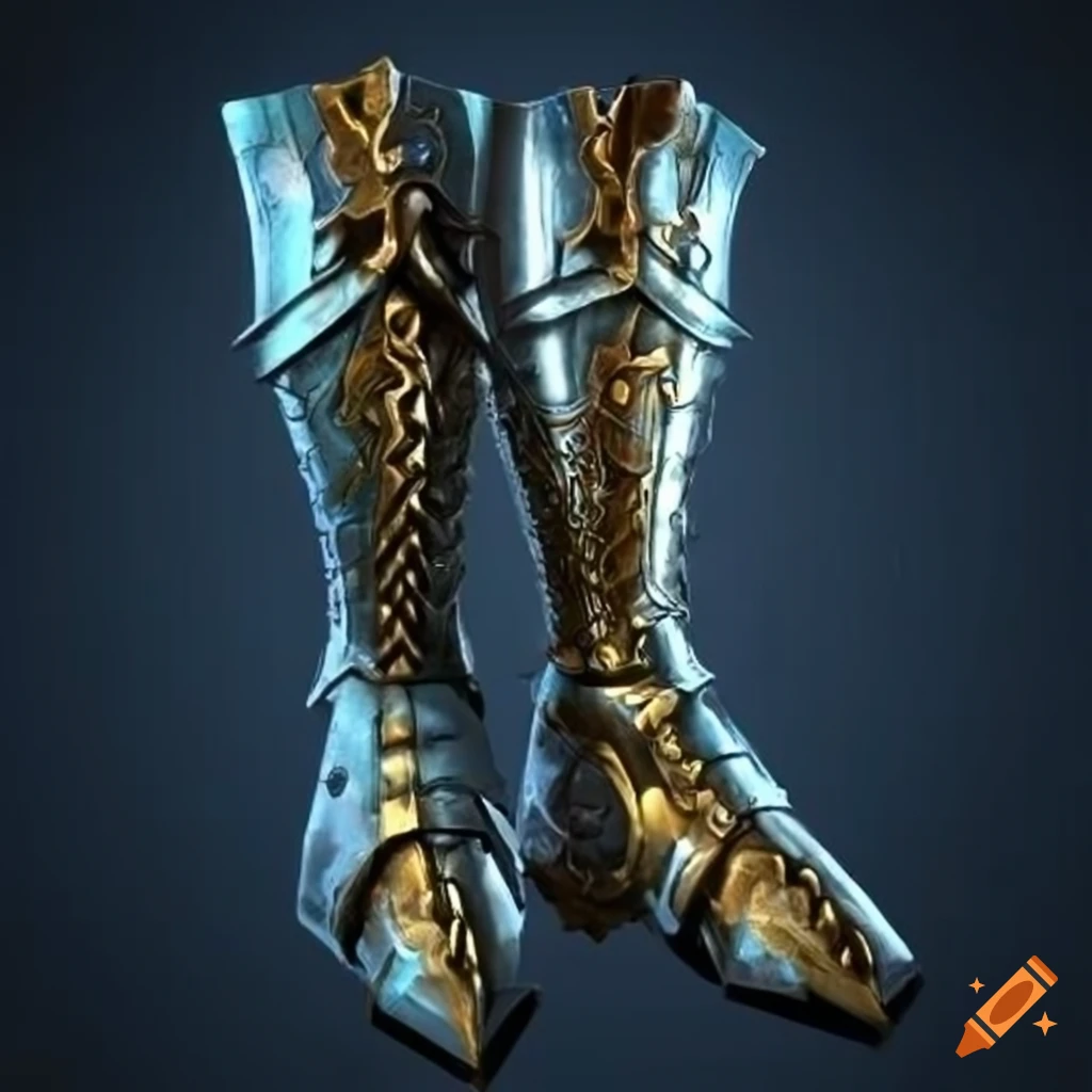 Pair of mithril plated knight boots for leg armor slot in rpg game on ...