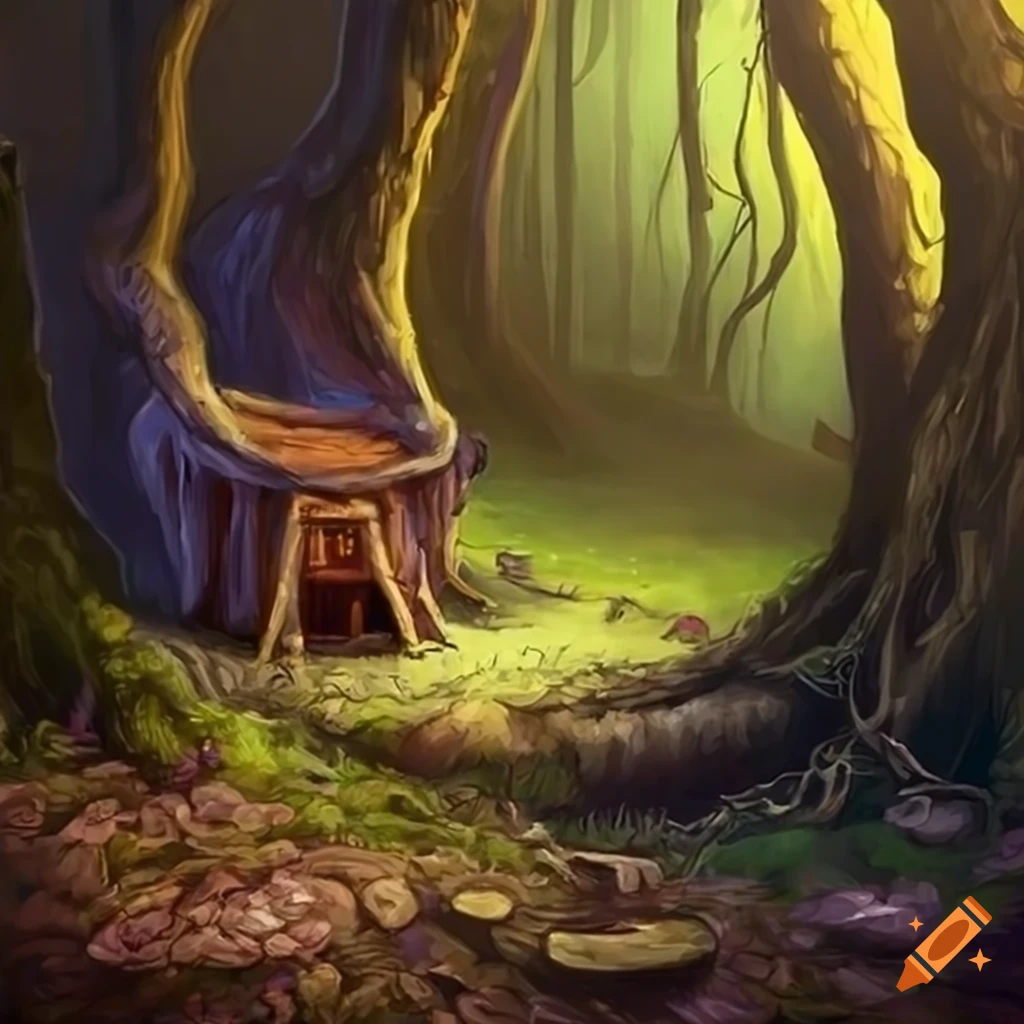 Pitfall trap in a magical forest in a fantasy setting on Craiyon