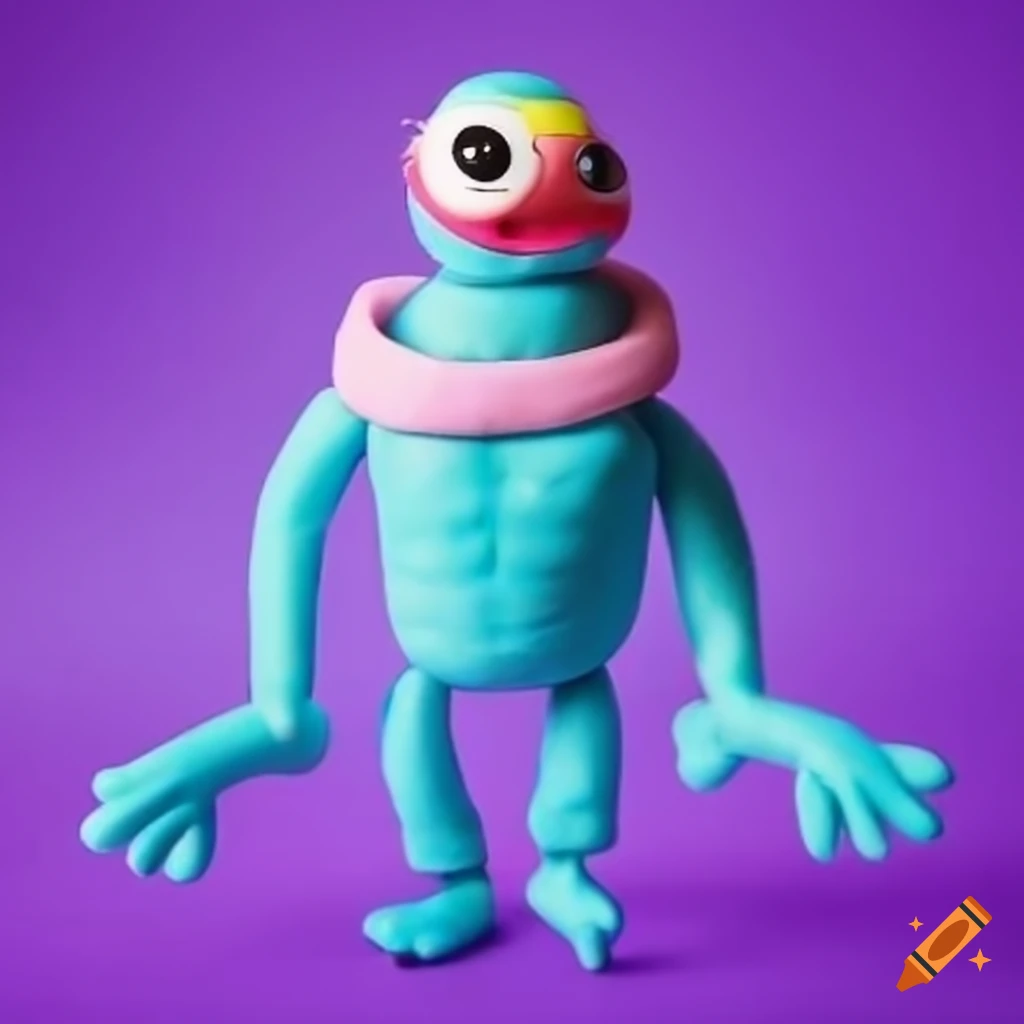 Cute light blue character with pink scarf, stubby limbs, and big ...