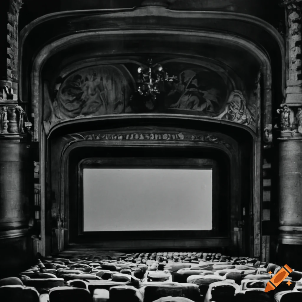 1940s movie theatre with a cinema screen on Craiyon