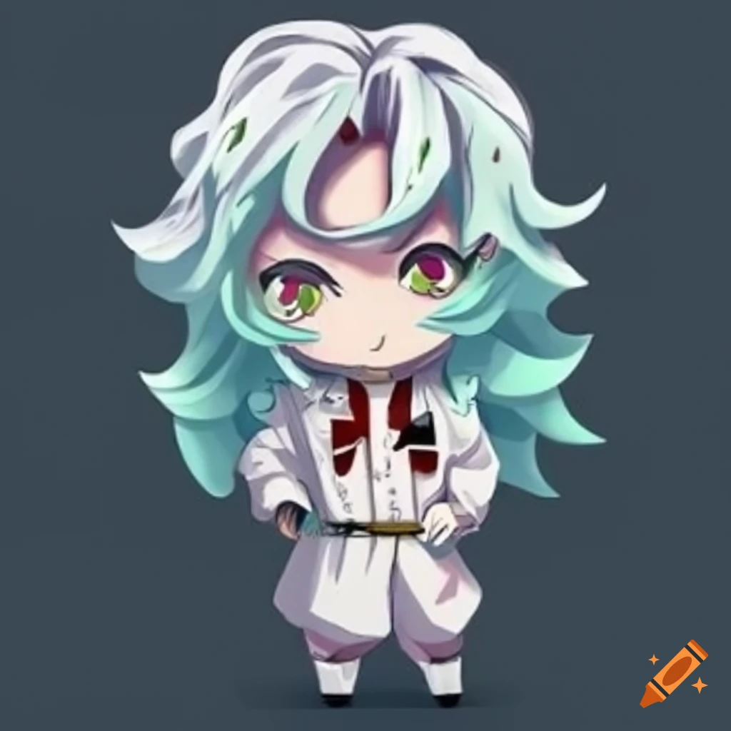 Chibi version of Demon Slayer character Rui in full body on Craiyon