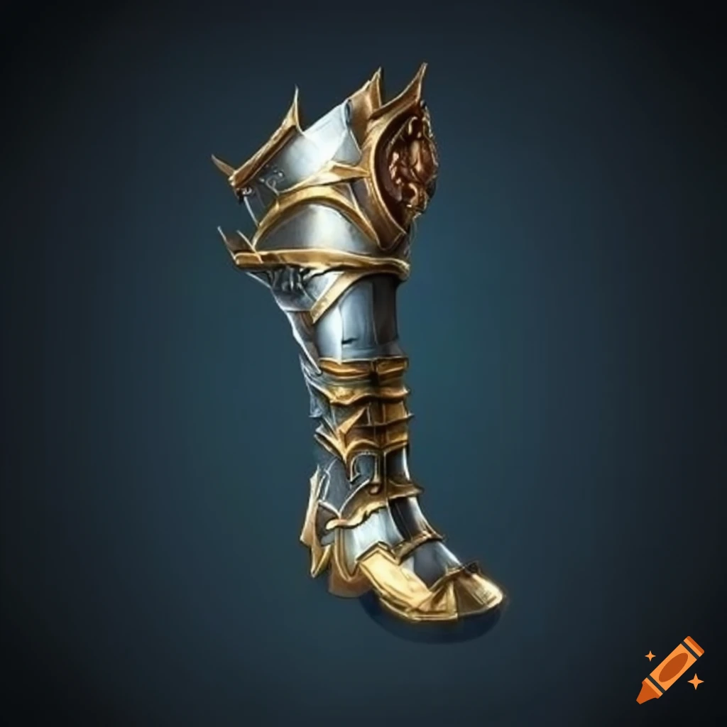 Adorned mithril plated knight boots for leg armor slot in rpg game on ...