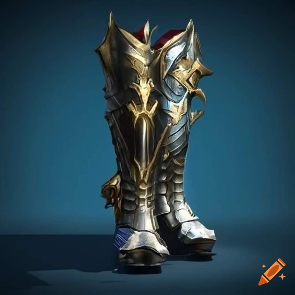 Adorned mithril plated knight boots for leg armor slot in rpg game on ...