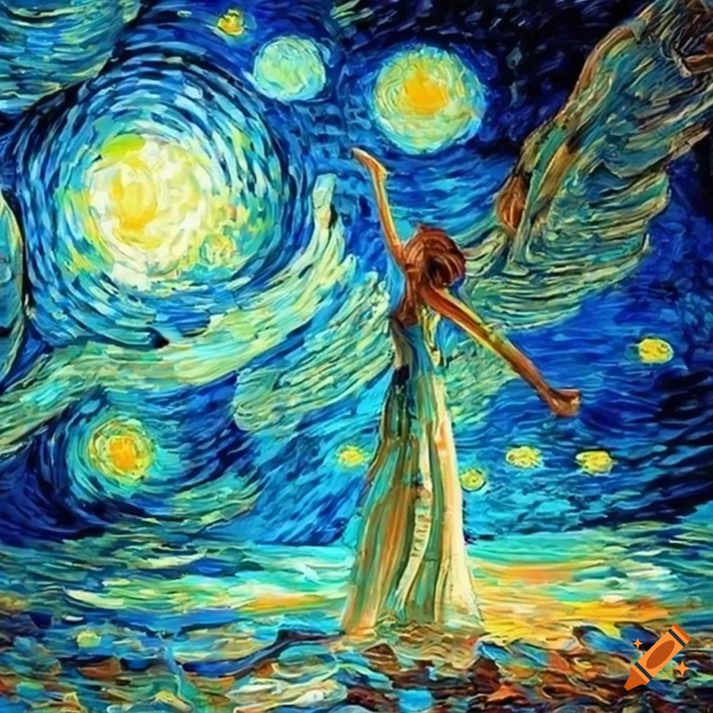 Abstract brush stroke painting in van gogh style with surreal elements ...