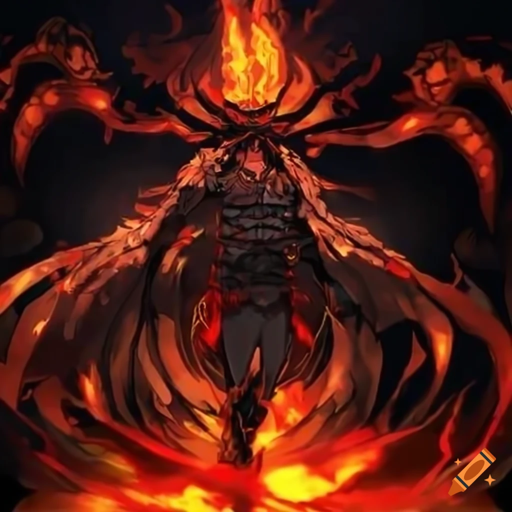 Anime demon shaman with black hair and temple-shaped cloth in robotic ...