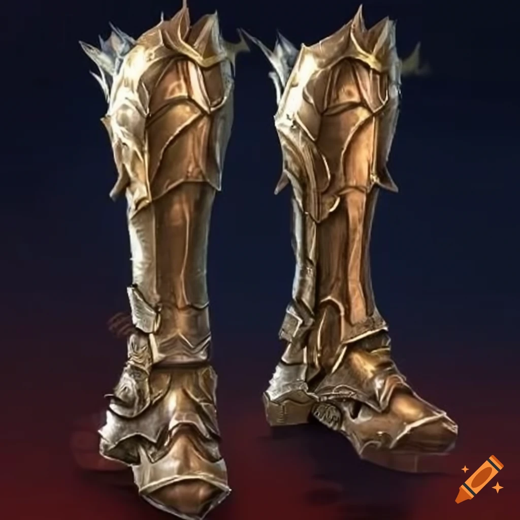 Pair of adorned mithril plated knight boots for inventory leg armor ...