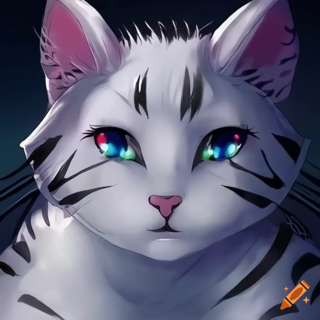 Cute anime-style cat lying down with closed eyes and paw dragging ...