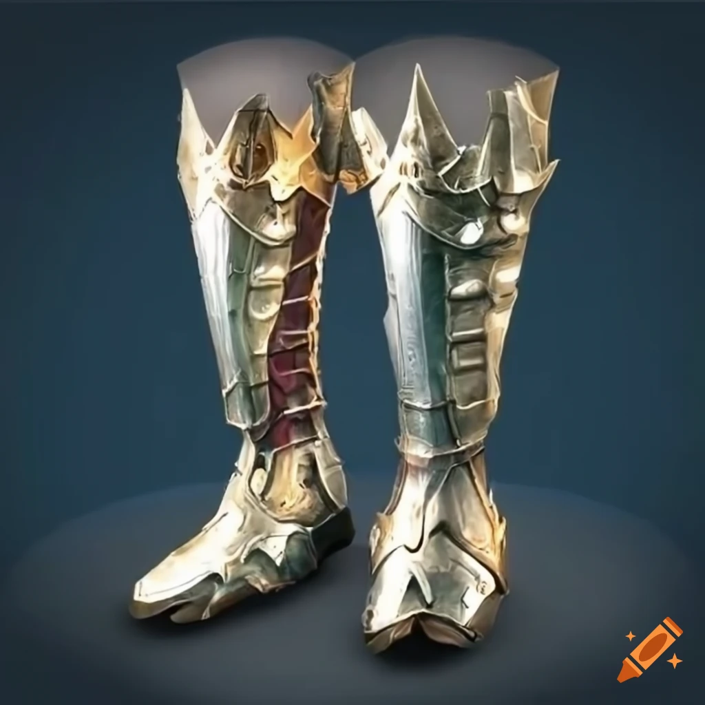 Adorned mithril plated knight boots for leg armor slot in rpg game with ...
