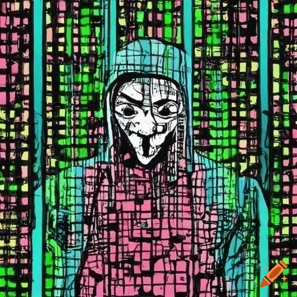 Hacker trapped in the Matrix in Ukiyo-e style artwork on Craiyon