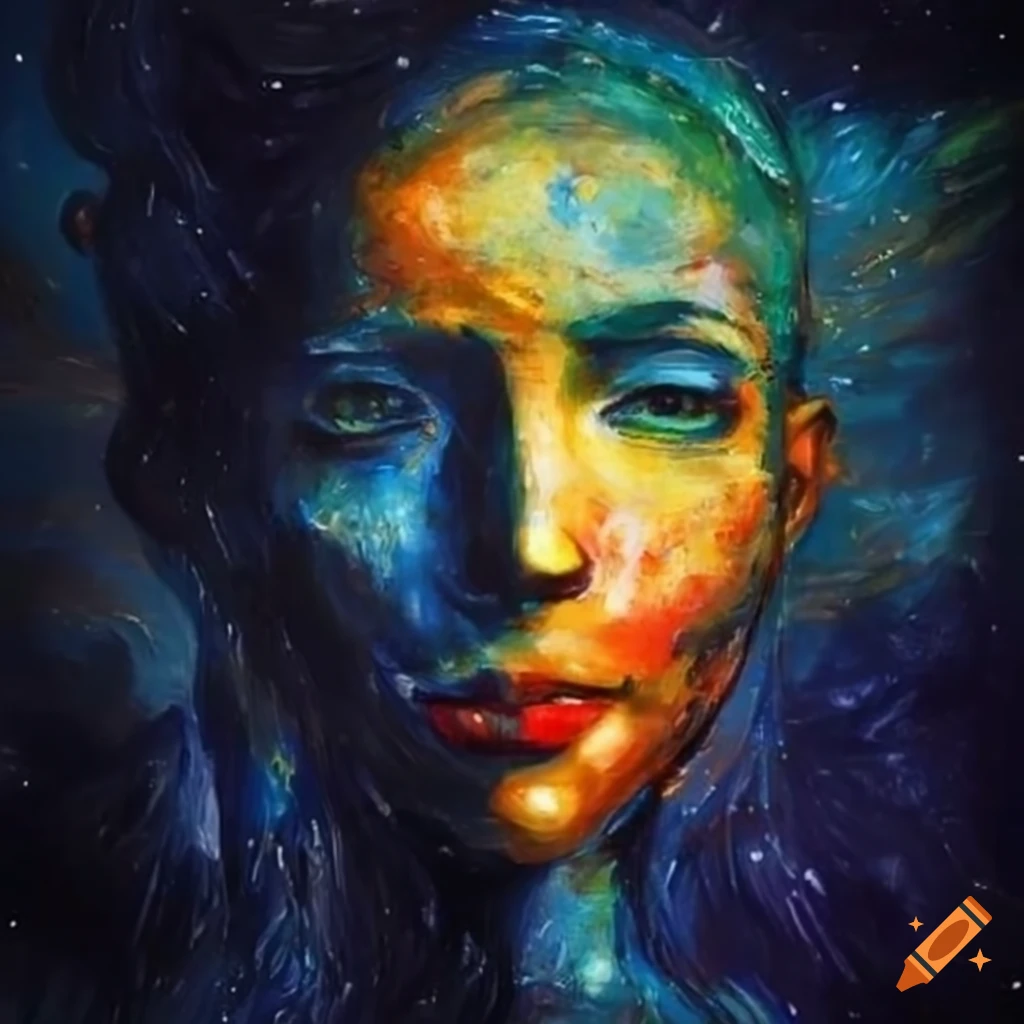 Abstract brush painting in a van gogh style with surreal elements of ...