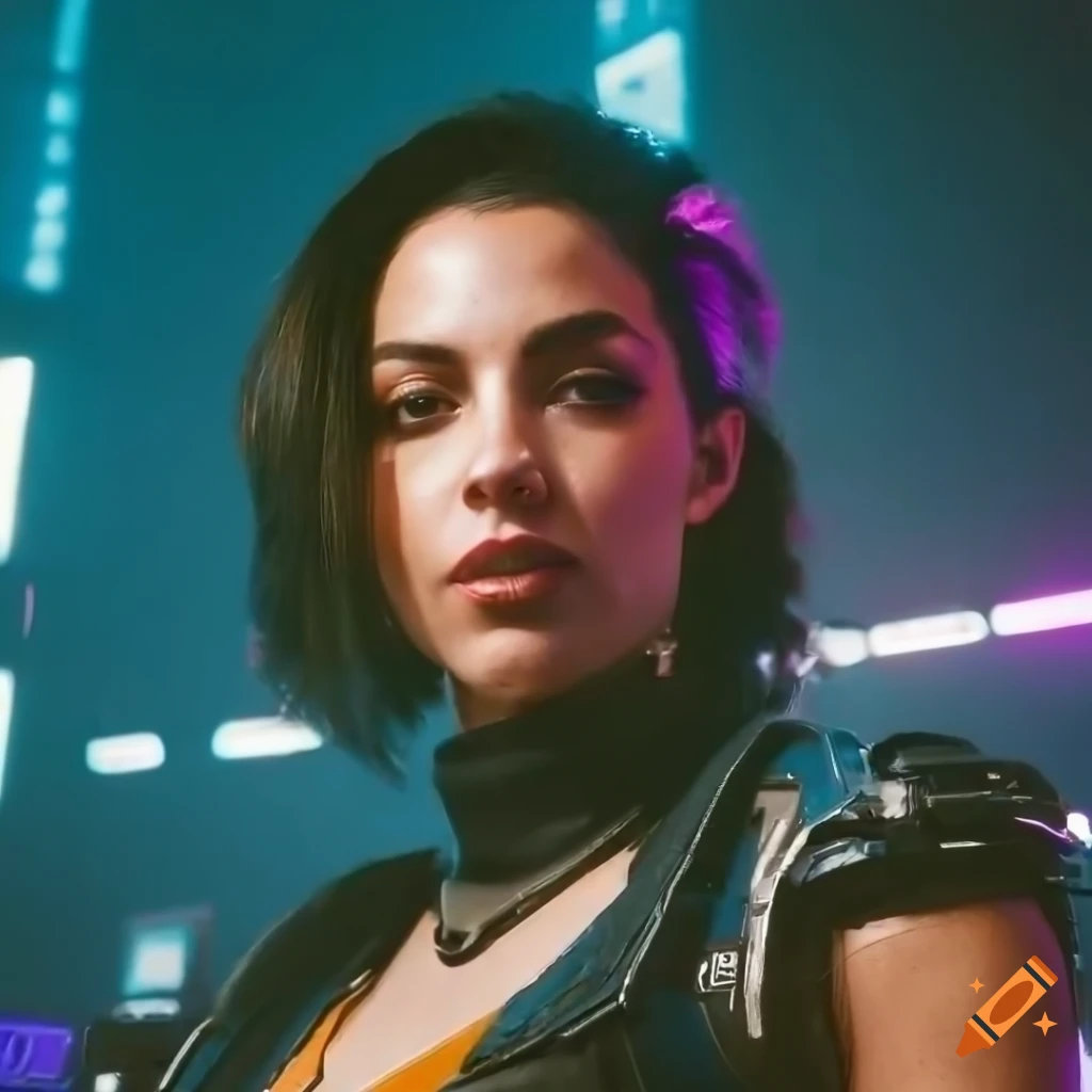 Close-up portrait with cyberpunk 2077 style cityscape background on Craiyon