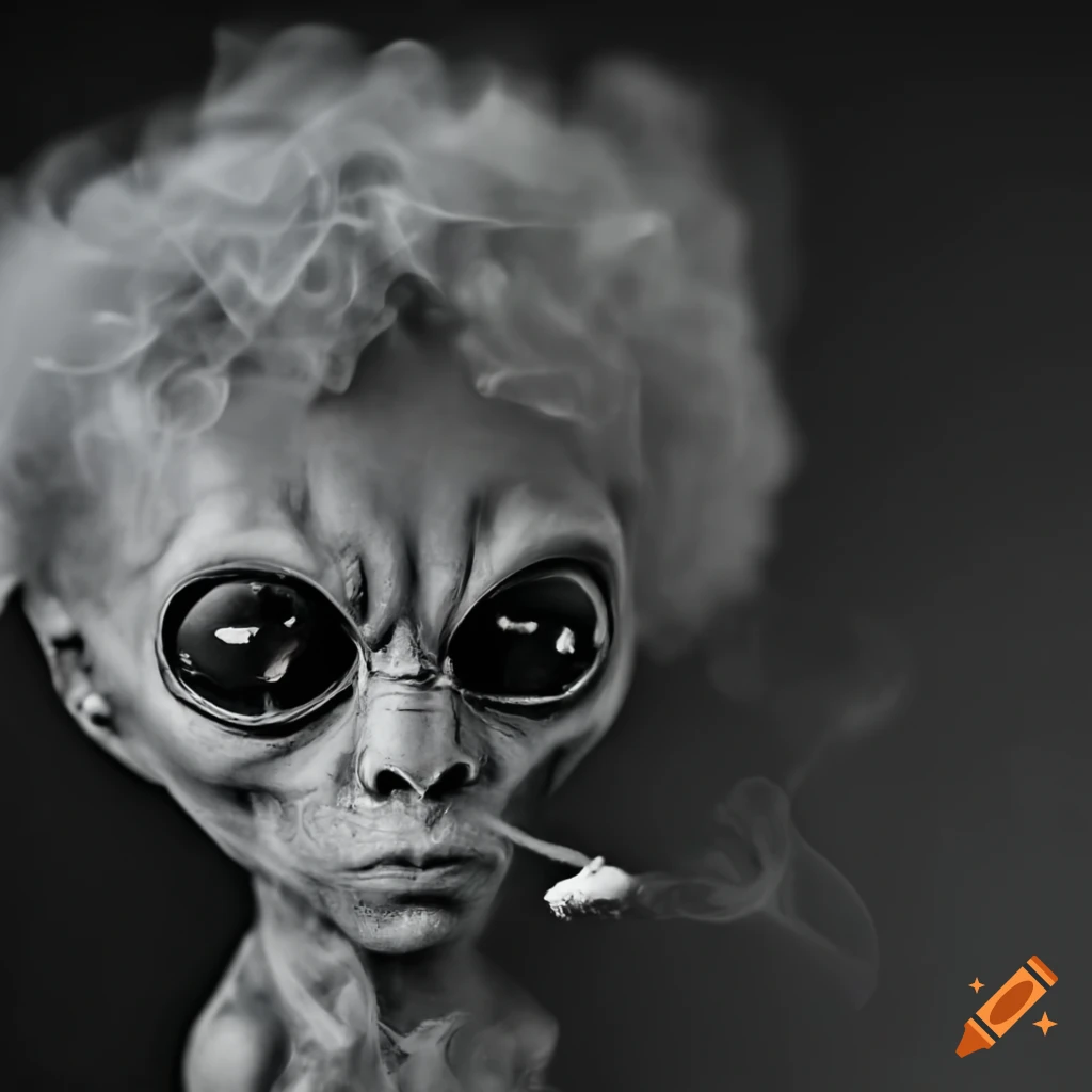 Gray alien smoking weed on Craiyon