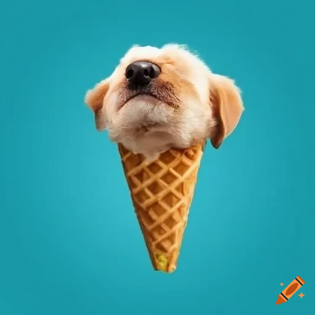 Dog in a waffle cone with a chemical mask on Craiyon