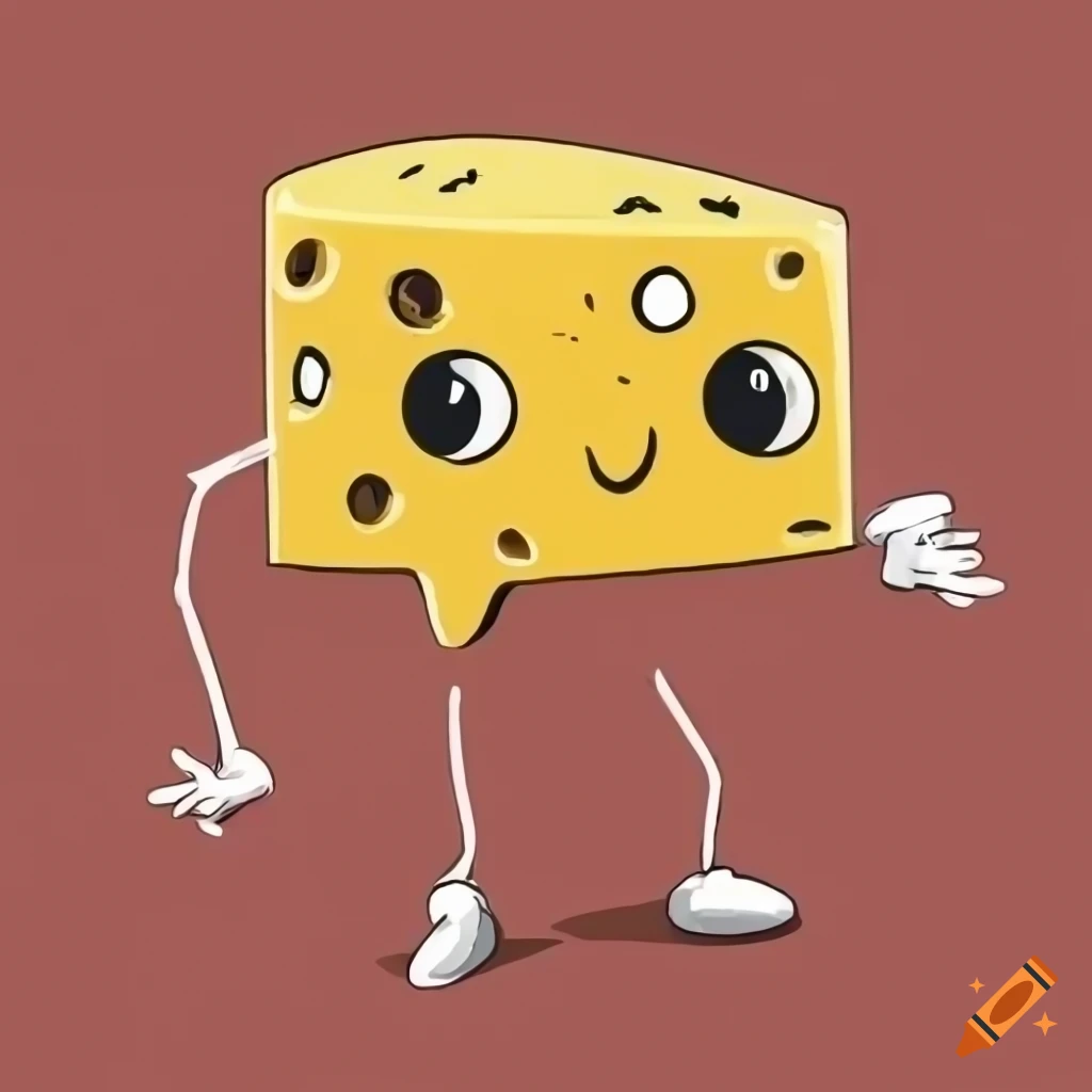 Cartoon cheddar cheese character with t-shirt graphic on Craiyon