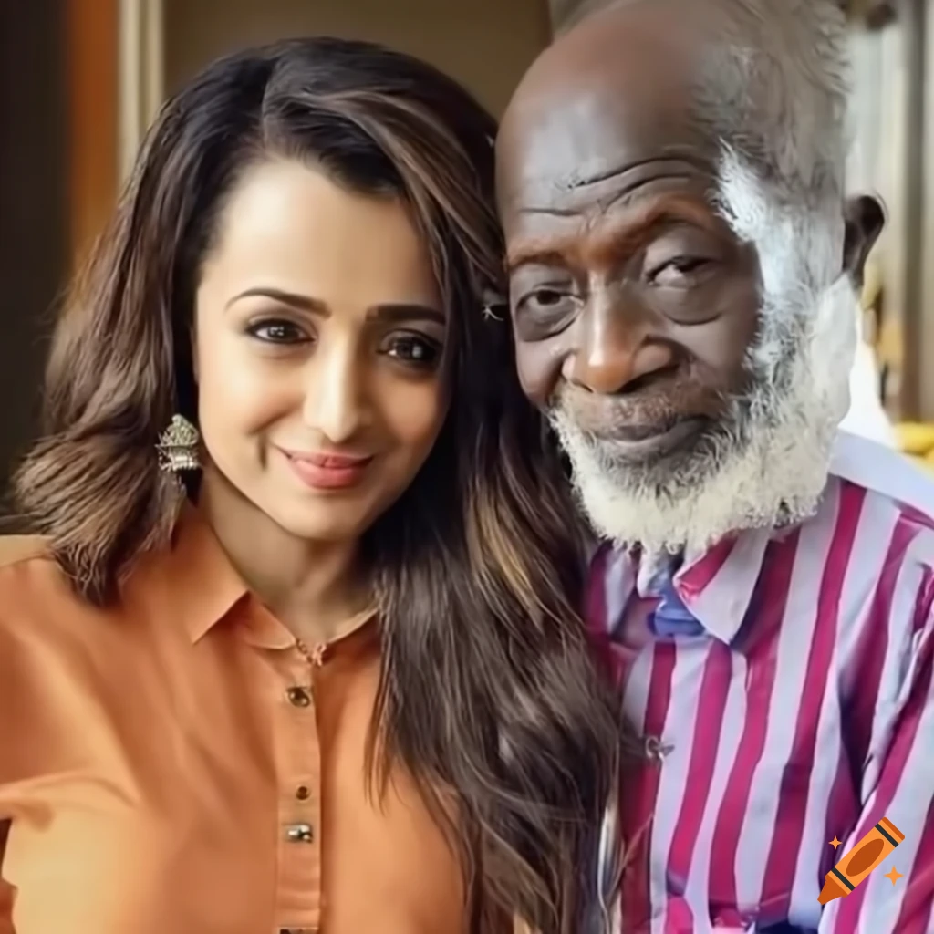 Trisha Krishnan meeting an old man in Ghana on Craiyon