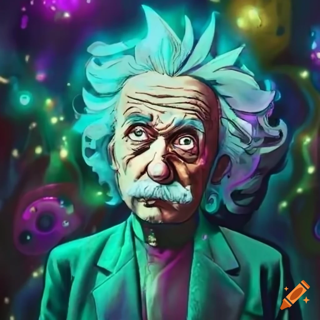 Creative blend of Einstein's genius and Rick and Morty's chaos on Craiyon