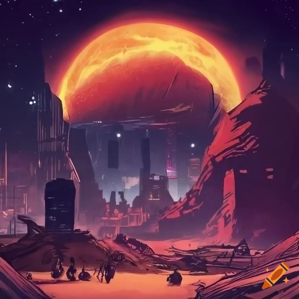 Futuristic cyberpunk warrior in a starry landscape inspired by manga ...