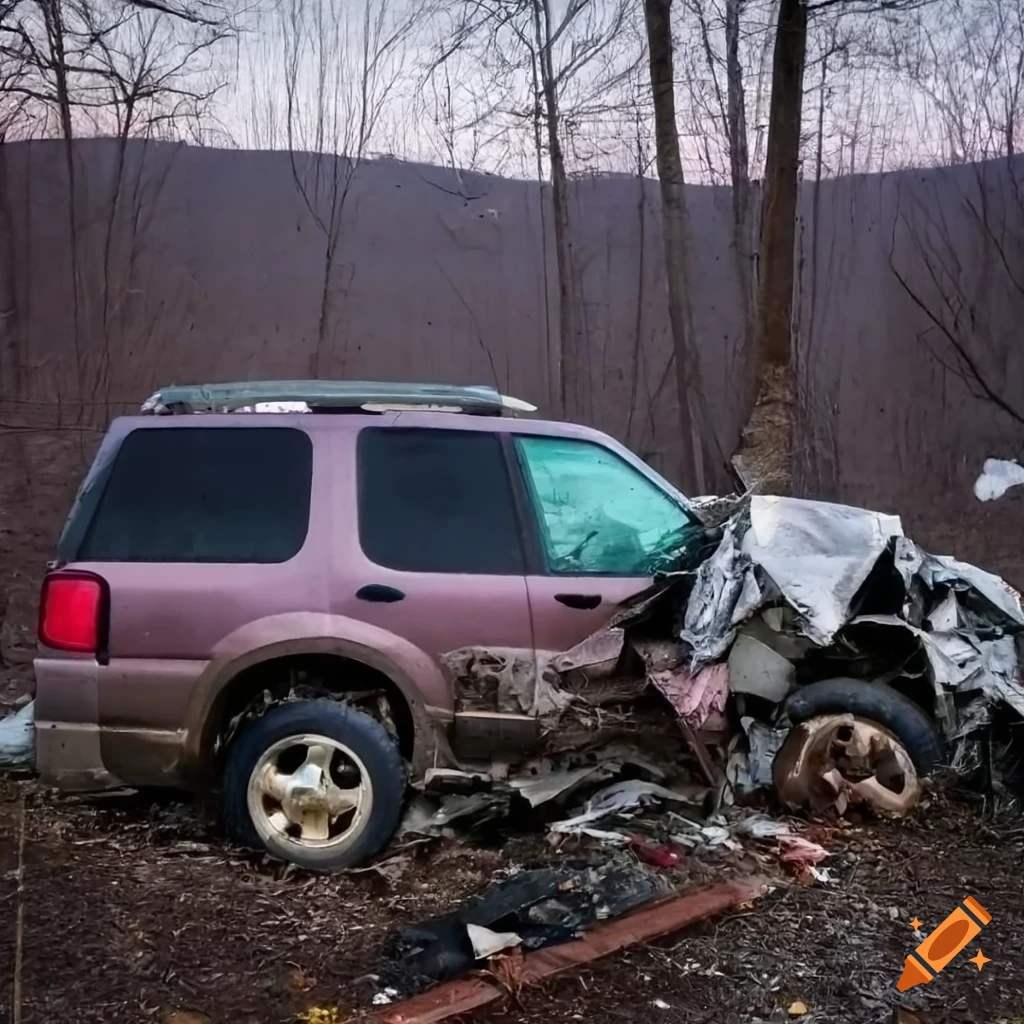 Crashed 2005 Ford Explorer in junkyard in upstate New York during early ...