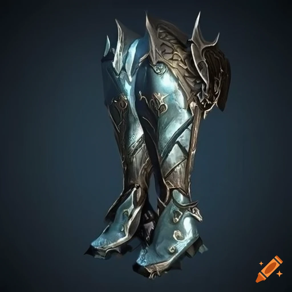 Adorned mithril plated knight boots for leg armor slot in rpg game on ...