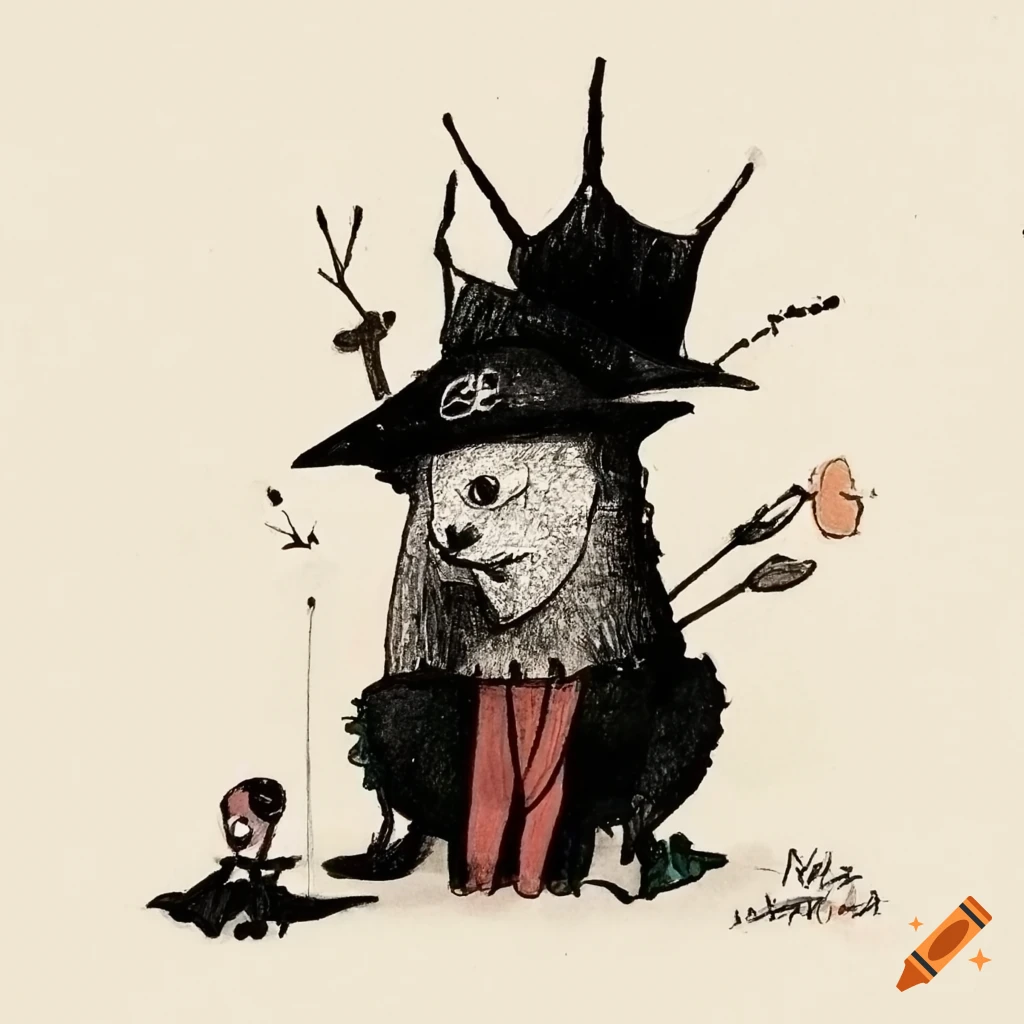 Nikifor Krynicki drawing of Goth Ewa Farna Possum on Craiyon